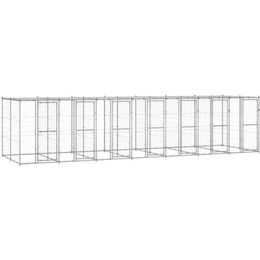 Outdoor-Hundezwinger,Hundekäfig mit Überdachung Verzinkter Stahl 16,94 m² vidaXL