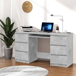 Bonnevie - Computertisch,Schreibtisch Betongrau 140x50x77 cm Holzwerkstoff vidaXL