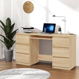 Bonnevie - Computertisch,Schreibtisch Sonoma-Eiche 140x50x77 cm Holzwerkstoff vidaXL