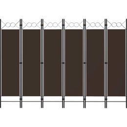 Bonnevie - 6-tlg. Raumteiler Paravent Braun 240 x 180 cm vidaXL