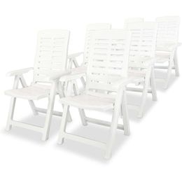 Garten-Liegestühle 6 Stk. Kunststoff Weiß vidaXL796588