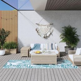 Bonnevie - Outdoor-Teppich,Außenteppich Aquablau und Weiß 80x250 cm Beidseitig Nutzbar vidaXL