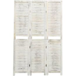 3-tlg. Raumteiler Antik-Weiß 105x165 cm Holz Vidaxl Weiß
