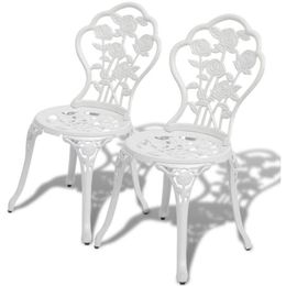 Bistro-Stühle 2 Stk. Aluminiumguss Weiß Vidaxl Weiß