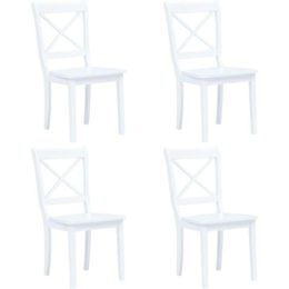 Esszimmerstühle 4 Stk. Küchenstuhl Weiß Gummiholz Massiv vidaXL