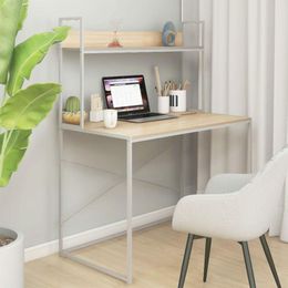 Bonnevie - Computertisch,Schreibtisch Weiß und Eiche-Optik 110x60x138 cm Spanplatte vidaXL