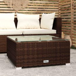 Garten-Couchtisch Garten-Beistelltische Braun 60x60x30 cm Poly Rattan und Glas vidaXL