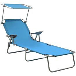 Sonnenliege,Liegestuhl mit Sonnenschutz Stahl Blau vidaXL