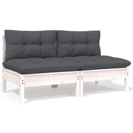 Bonnevie - 2-Sitzer-Gartensofa,Lounge-Sofa mit Kissen Weiß Massivholz Kiefer vidaXL