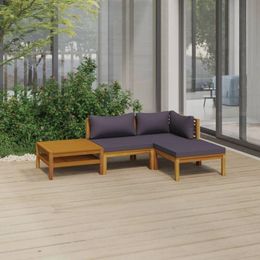 4-tlg. Garten-Lounge-Set,Gartenmöbel-Set mit Auflage Massivholz Akazie vidaXL