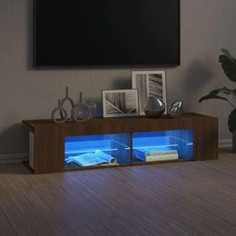 Bonnevie - TV-Schrank,TV-Möbel mit LED-Leuchten Braun Eichen-Optik 135x39x30 cm vidaXL