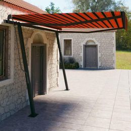 Gelenkarmmarkise,Windfest Sonnenmarkise Automatisch mit Pfosten 4x3 m Orange und Braun vidaXL