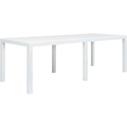 Gartentisch,Terrassentisch Weiß 220 x 90 x 72 cm Kunststoff Rattan-Optik vidaXL