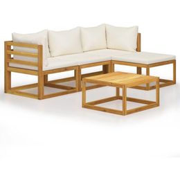 5-tlg. Garten-Lounge-Set,Gartenmöbel-Set mit Auflagen Massivholz Akazie vidaXL