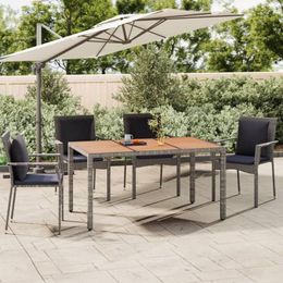Gartentisch,Terrassentisch mit Holzplatte Grau Poly Rattan & Massivholz Akazie vidaXL