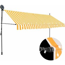 Bonnevie - Einziehbare Markise Sonnenmarkise Handbetrieben mit led 400 cm Weiß Orange vidaXL