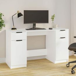 Computertisch,Schreibtisch mit Beistellschrank Weiß Holzwerkstoff vidaXL
