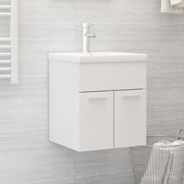 Vidaxl - Waschbeckenunterschrank mit Einbaubecken Hochglanz-Weiß Weiß