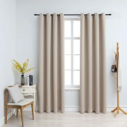 Bonnevie - 2er-Set Verdunkelungsvorhänge,Verdunkelung Gardinen mit Metallösen Beige 140x225 cm vidaXL