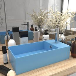 Bonnevie - Badezimmer-Waschbecken,Handwaschbecken mit Überlauf Keramik Hellblau vidaXL