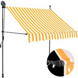 Einziehbare Markise Sonnenmarkise Handbetrieben mit led 150 cm Weiß Orange vidaXL