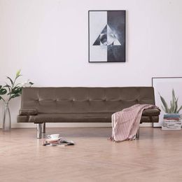 Schlafsofa,Wohnzimmersofa mit 2 Kissen Kunstleder Ausziehbar Braun vidaXL