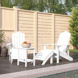 Adirondack-Gartenstühle Gartensessel mit Hocker & Tisch hdpe Weiß vidaXL