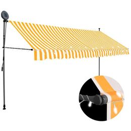 Bonnevie - Einziehbare Markise Sonnenmarkise Handbetrieben mit led 350 cm Weiß Orange vidaXL