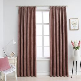 Bonnevie - 2er-Set Verdunkelungsvorhänge,Verdunkelung Gardinen Haken Samt Antik-Rosa 140x225cm vidaXL