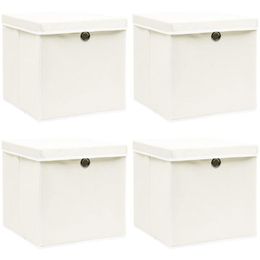 Bonnevie - Aufbewahrungsboxen mit Deckeln 4 Stk. Weiß 32x32x32 cm Stoff vidaXL64769