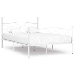 Bettgestell，Schlafzimmerbett mit Lattenrost Weiß Metall 120×200 cm vidaXL