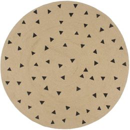 Teppich,Fußmatte Handgefertigt Jute mit Dreiecksmuster 150 cm vidaXL