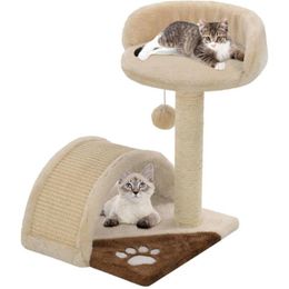 Katzen-Kratzbaum,Katzenbaum Sisal 40 cm Beige und Braun vidaXL