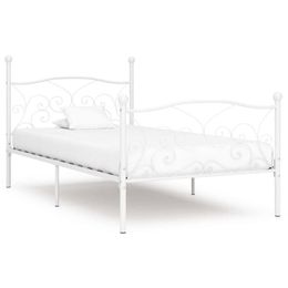 Bettgestell,Schlafzimmerbett mit Lattenrost Weiß Metall 90 x 200 cm vidaXL