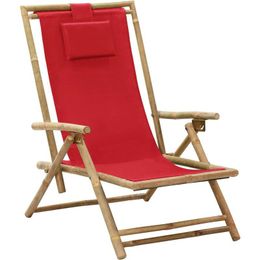 Verstellbarer Relaxstuhl Rot Bambus und Stoff vidaXL567811