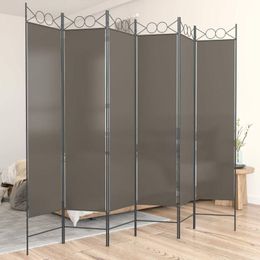 Bonnevie - 6-tlg. Paravent Raumteiler Anthrazit 240x220 cm Stoff vidaXL