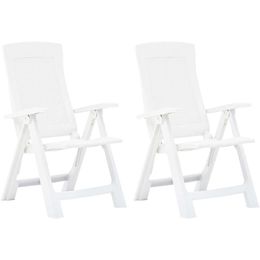 Bonnevie - Verstellbare Gartenstühle 2 Stk. Gartensessel Kunststoff Weiß vidaXL