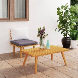 2-tlg. Garten-Lounge-Set，Gartenmöbel-Set mit Kissen Massivholz Akazie vidaXL