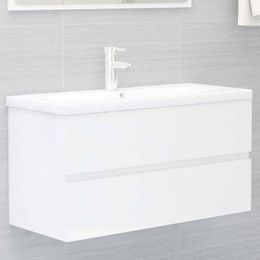 Bonnevie - Waschbeckenunterschrank mit Einbaubecken Hochglanz-Weiß vidaXL98537