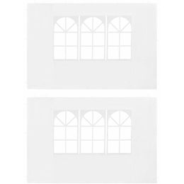 Partyzelt-Seitenwände 2 Stück mit Fenster pe Weiß vidaXL26152