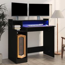 Computertisch，Schreibtisch mit LEDs Schwarz 97x45x90 cm Holzwerkstoff vidaXL