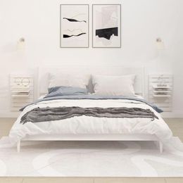 2er-Set Wand-Nachttische,Beistelltische Weiß Massivholz Kiefer vidaXL