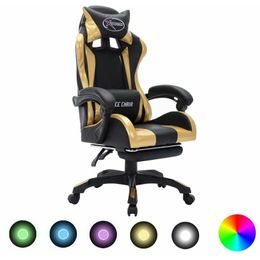 Bonnevie - Gaming-Stuhl mit rgb LED-Leuchten Gold und Schwarz Kunstleder vidaXL972632