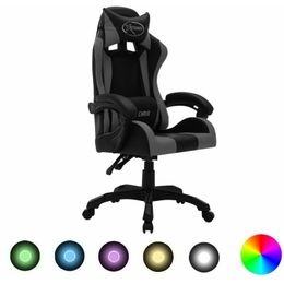 Bonnevie - Gaming-Stuhl mit rgb LED-Leuchten Grau und Schwarz Kunstleder vidaXL324069