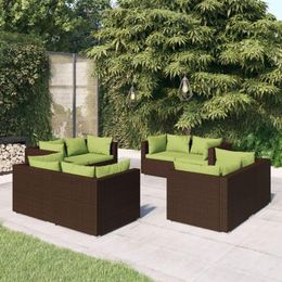 8-tlg. Garten-Lounge-Set,Gartenmöbel-Set mit Kissen Poly Rattan Braun vidaXL