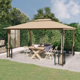 Pavillon mit Seitenwänden & Doppeldach 3x4 m Taupe Vidaxl Taupe