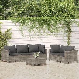 Bonnevie - 6-tlg. Garten-Lounge-Set,Gartenmöbel-Set mit Kissen Grau Poly Rattan vidaXL