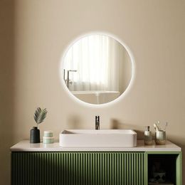 Led Badspiegel Rund Badezimmerspiegel Wandspiegel mit Touch-Schalter,Kaltweiß 6500K 50 cm - S'afielina