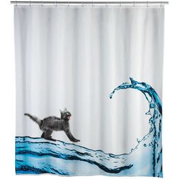 Anti-Schimmel Duschvorhang Cat, Textil (Polyester), 180 x 200 cm, waschbar, Mehrfarbig, Polyester mehrfarbig - mehrfarbig - Wenko