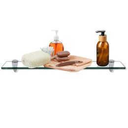 Glasablage Glasregal ideal für Bad, Dusche und zur modernen Dekoration mit Halterung aus Edelstahl 8 mm 60x10 cm Klarglas - Swanew